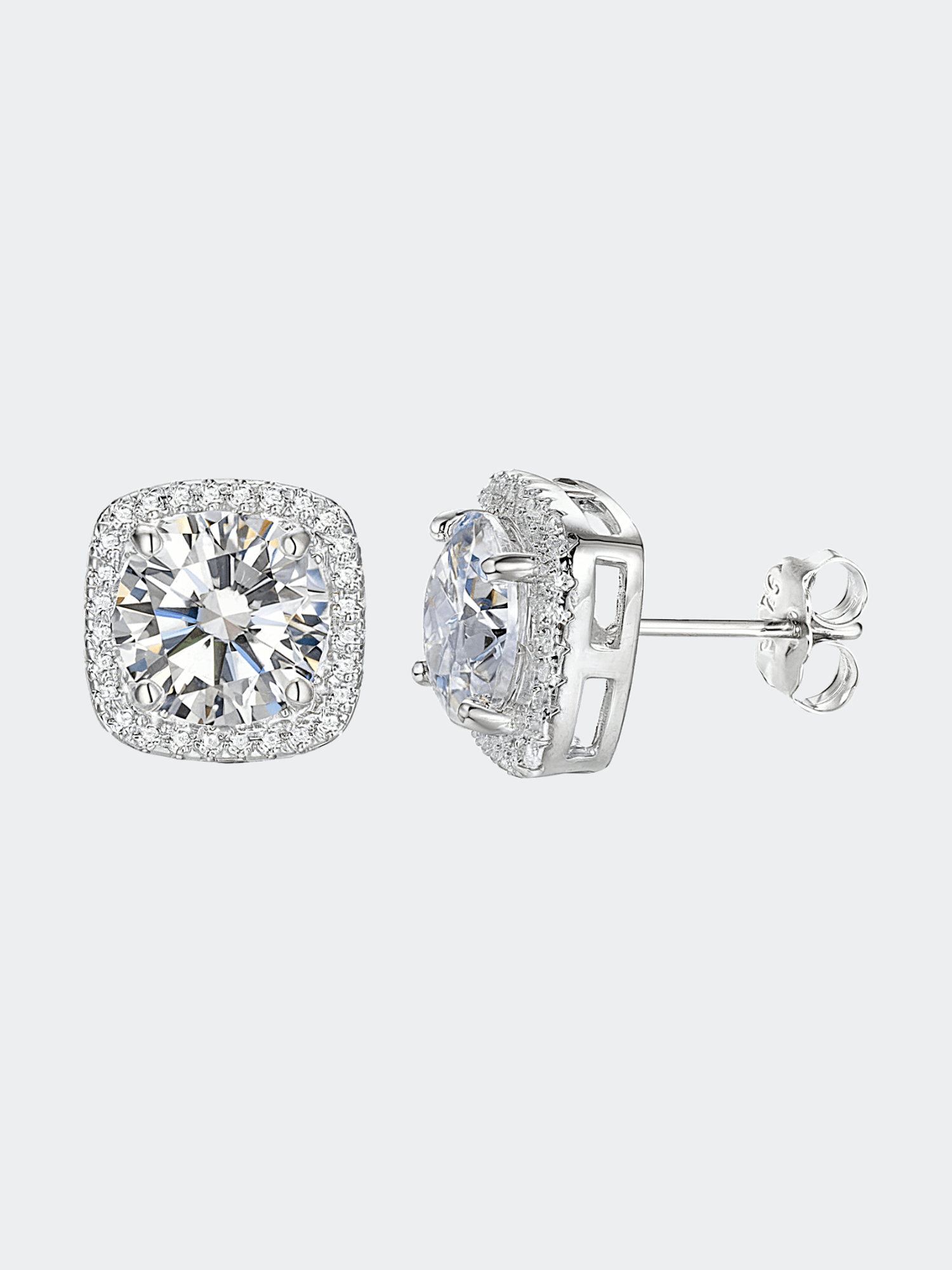 Moissanite Vierkante Diamond Studs 7.5MM Witgoud Oorbellen | Carpe Ice